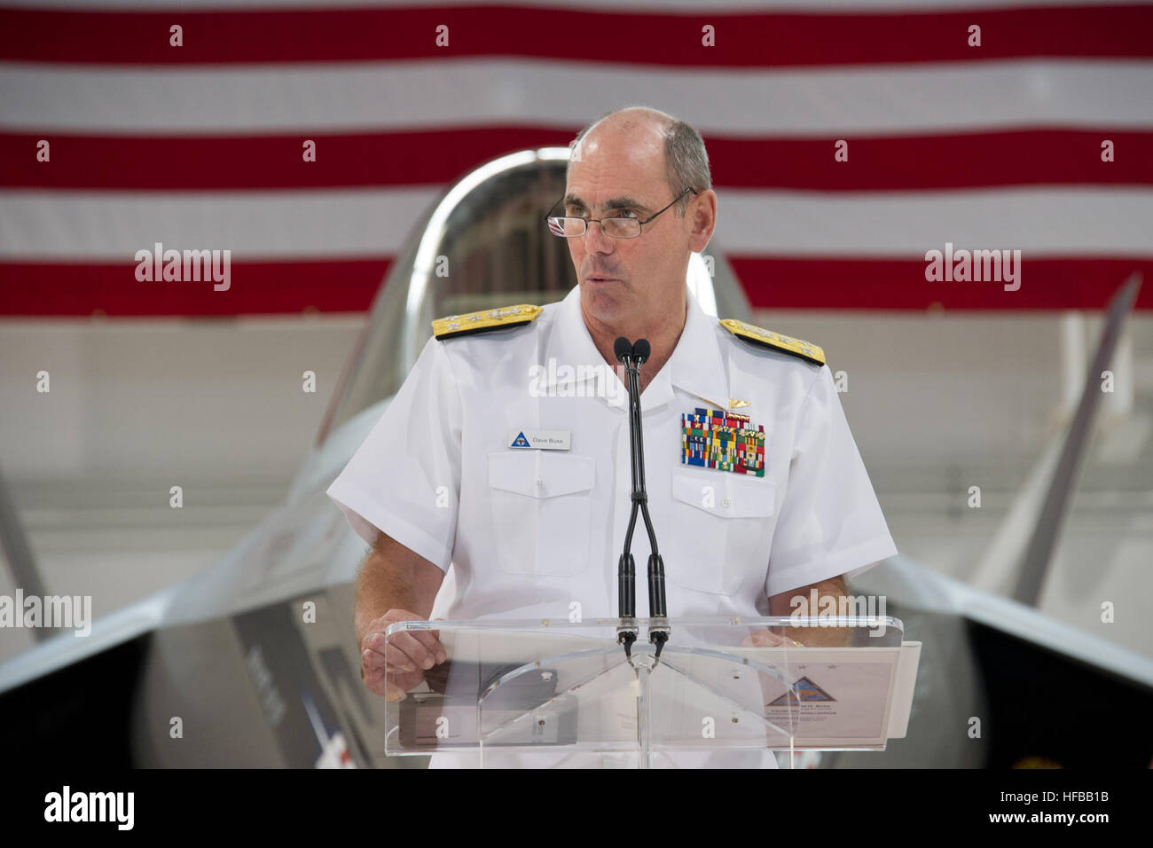 Commander of Naval Air Forces Vice Adm. David H. Buss delivers remarks ...