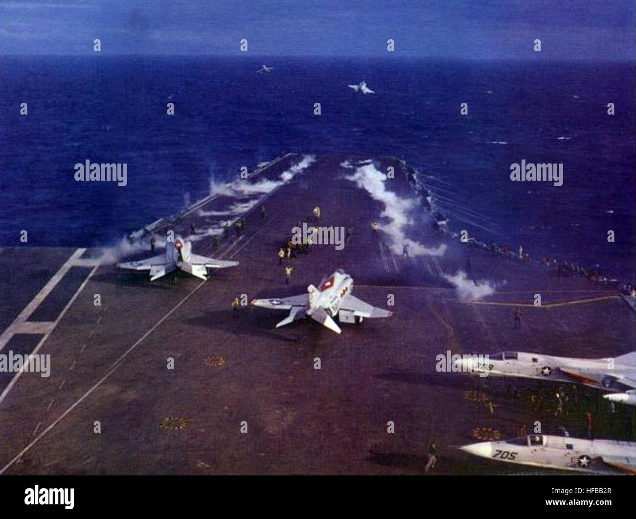 F-4B Phantom II aircraft launch from the flight deck of USS Enterprise ...