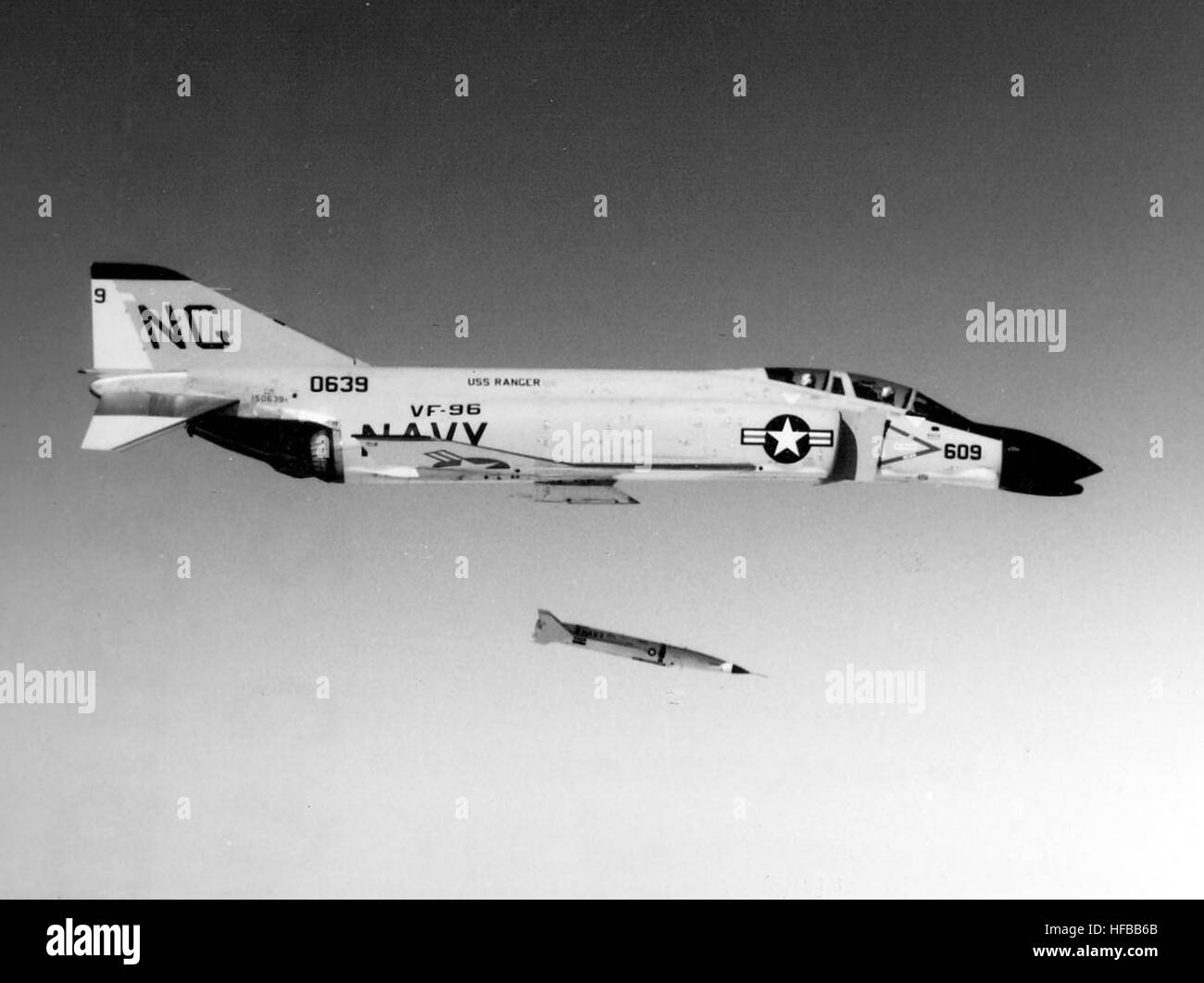 F-4B Phantom of VF-96 releasing AQM-37 drone in 1963 Stock Photo - Alamy