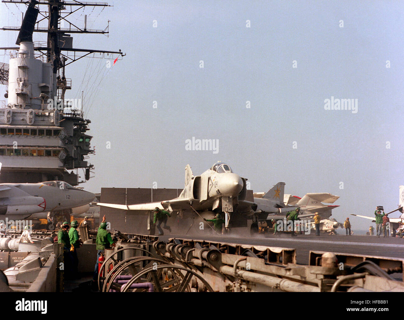 A front view of an F-4J Phantom II aircraft from Fighter Squadron 102 ...
