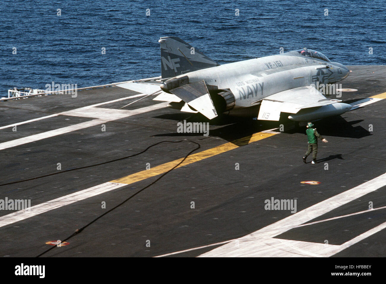 F-4S VF-161 after landing USS Midway (CV-41) 1981 Stock Photo - Alamy