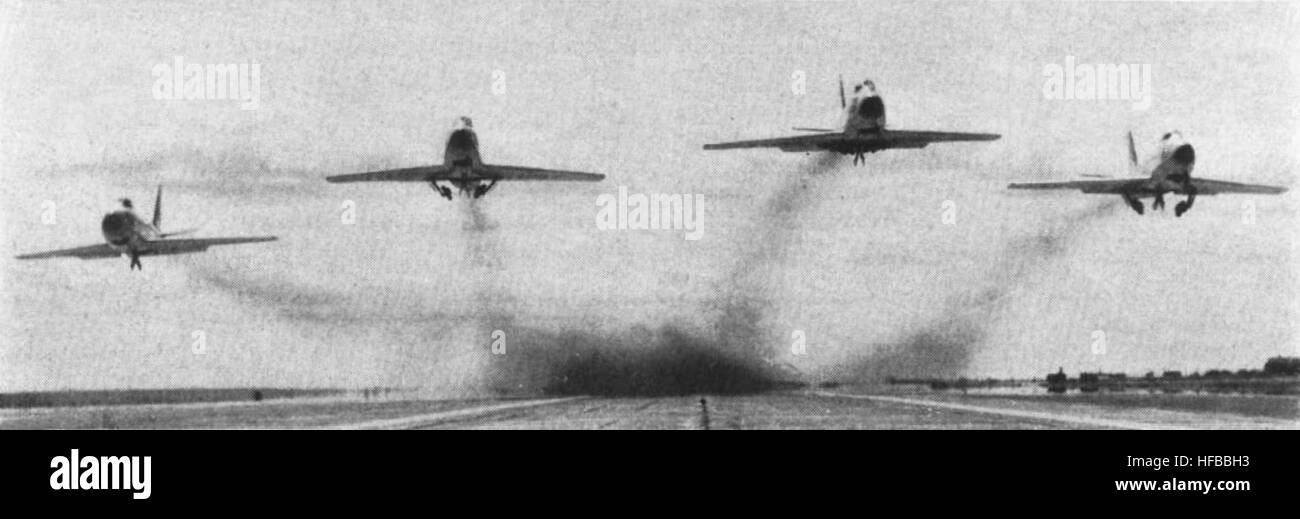 F-86As of 81st FIW tke off from Larson AFB 1950 Stock Photo - Alamy