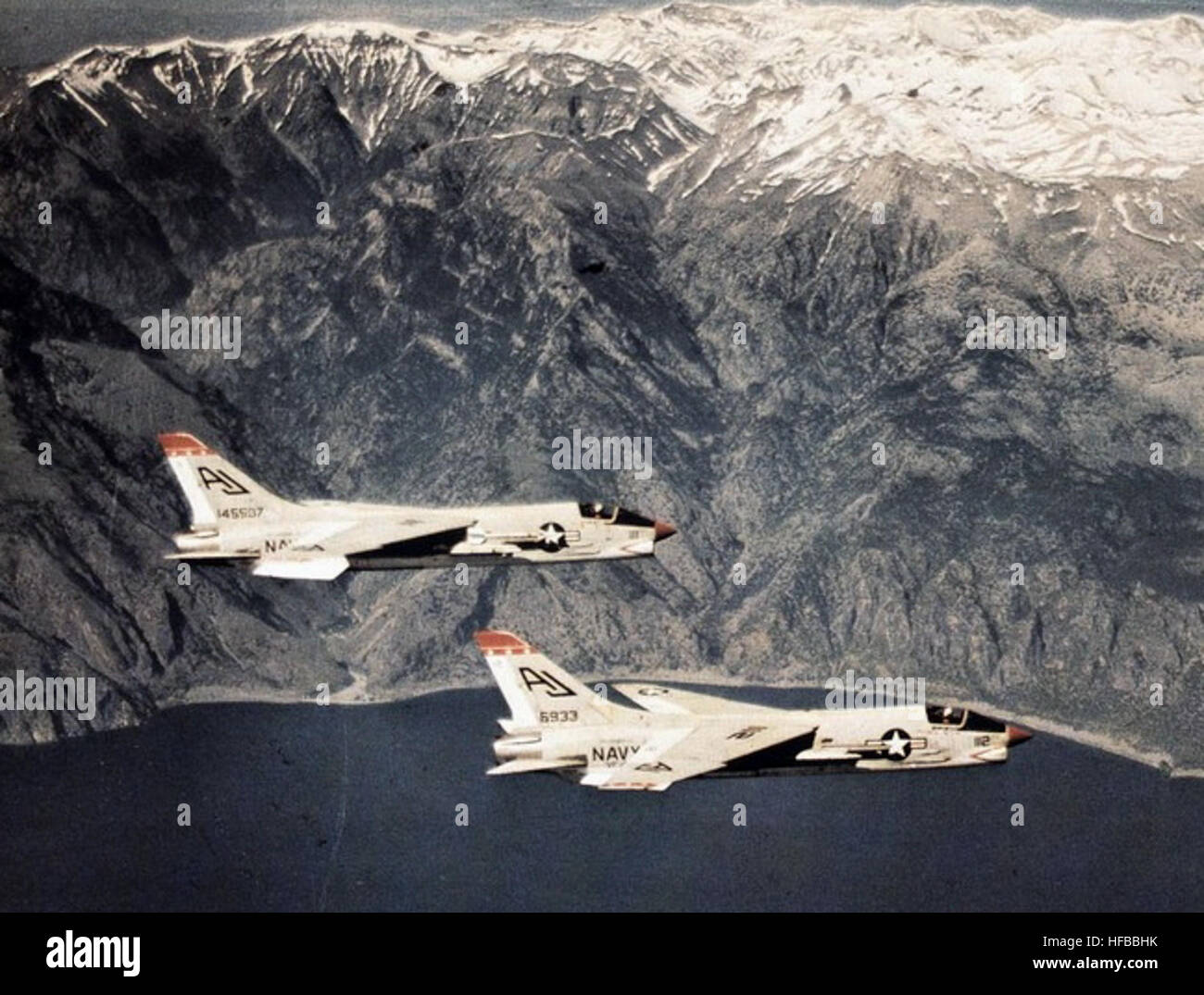 F-8C Crusaders VF-13 in flight c1968 Stock Photo - Alamy