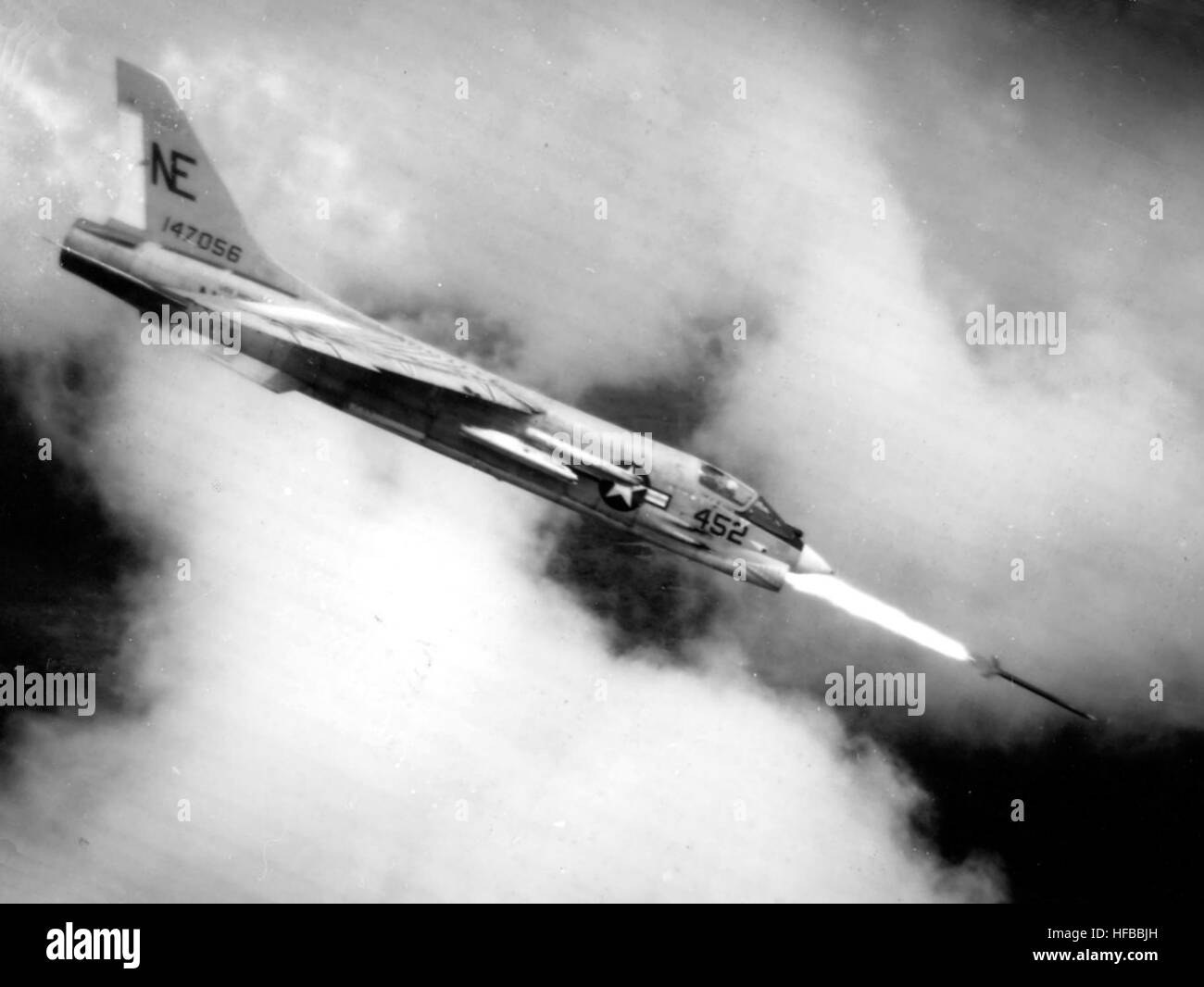 F-8D Crusader of VF-111 fires Zuni rocket 1965 Stock Photo - Alamy