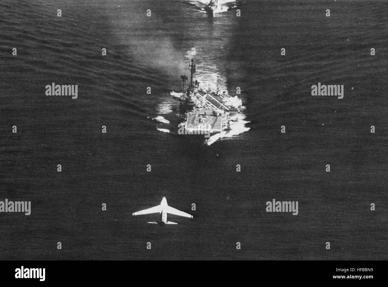 F-8J Crusader of VF-162 flies toward USS Ticonderoga (CVA-14) in 1969 ...