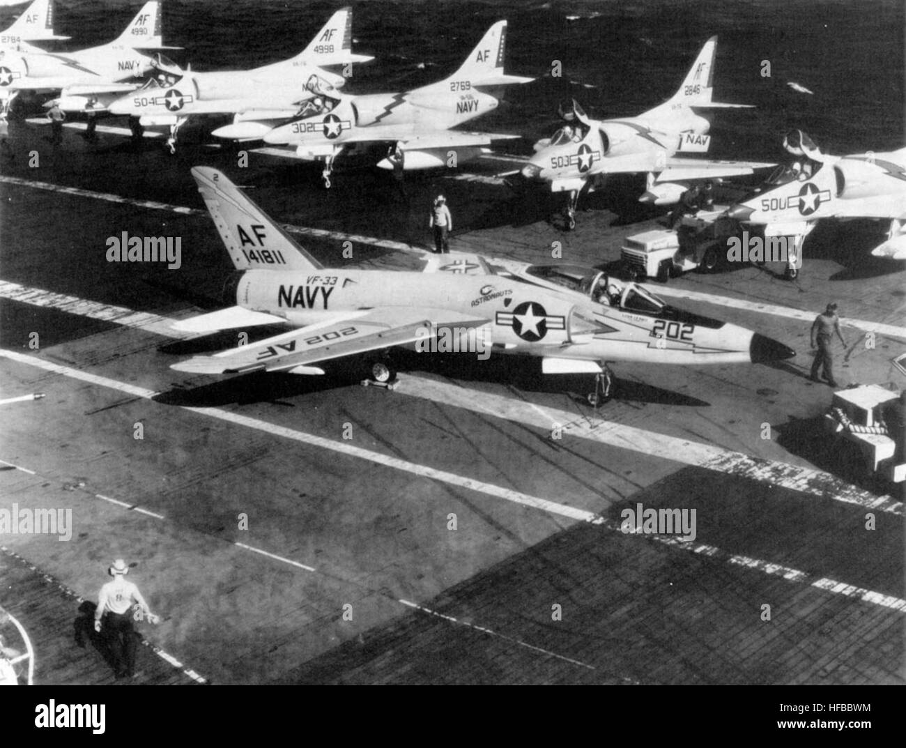 F11F VF-33 on USS Intrepid (CVA-11) c1960 Stock Photo - Alamy