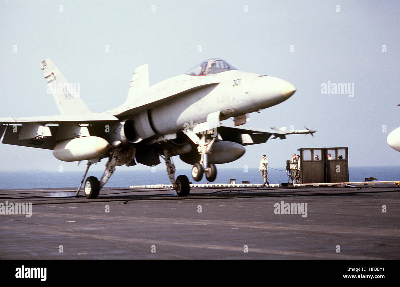 An F/A-18A Hornet aircraft from Marine Fighter Attack Squadron 314 ...