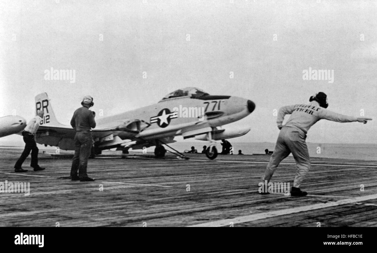 F2H-4 of VAW-11 launching from USS Hornet (CVS-12) 1959 Stock Photo - Alamy