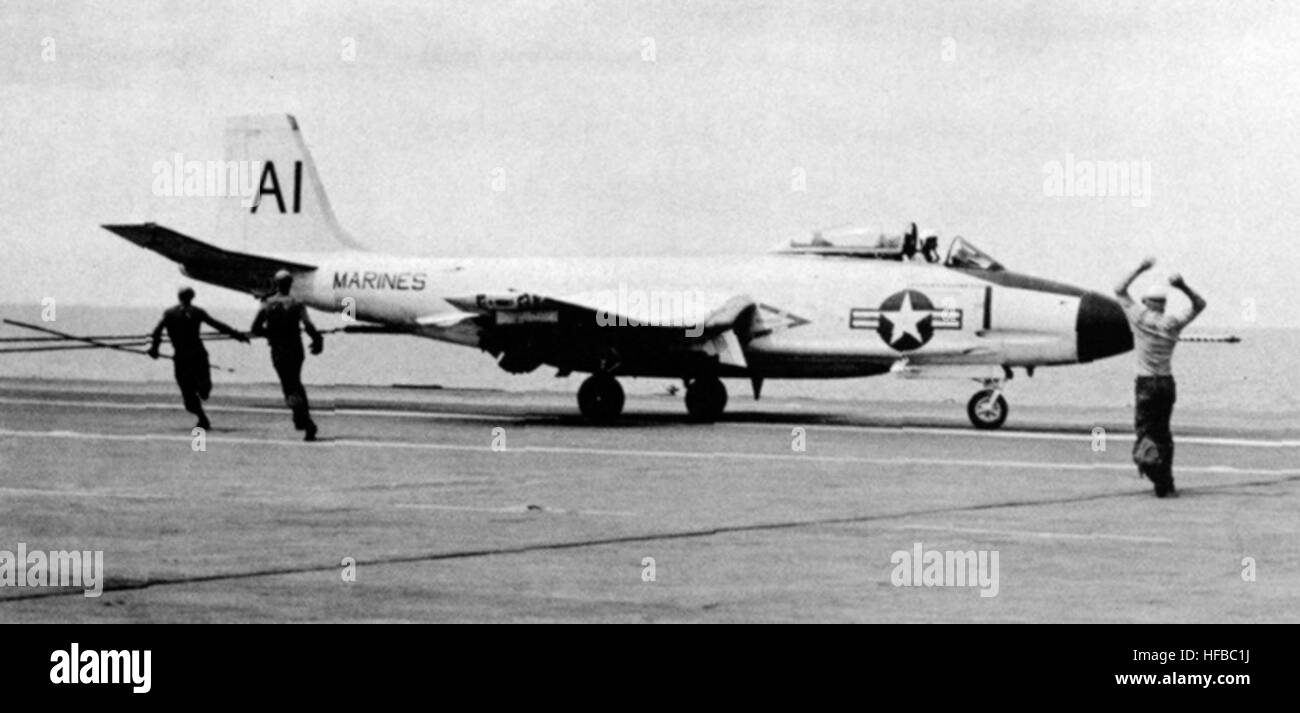 F2H Banshee VMF-533 on USS FD Roosevelt (CVA-42) 1956 Stock Photo - Alamy