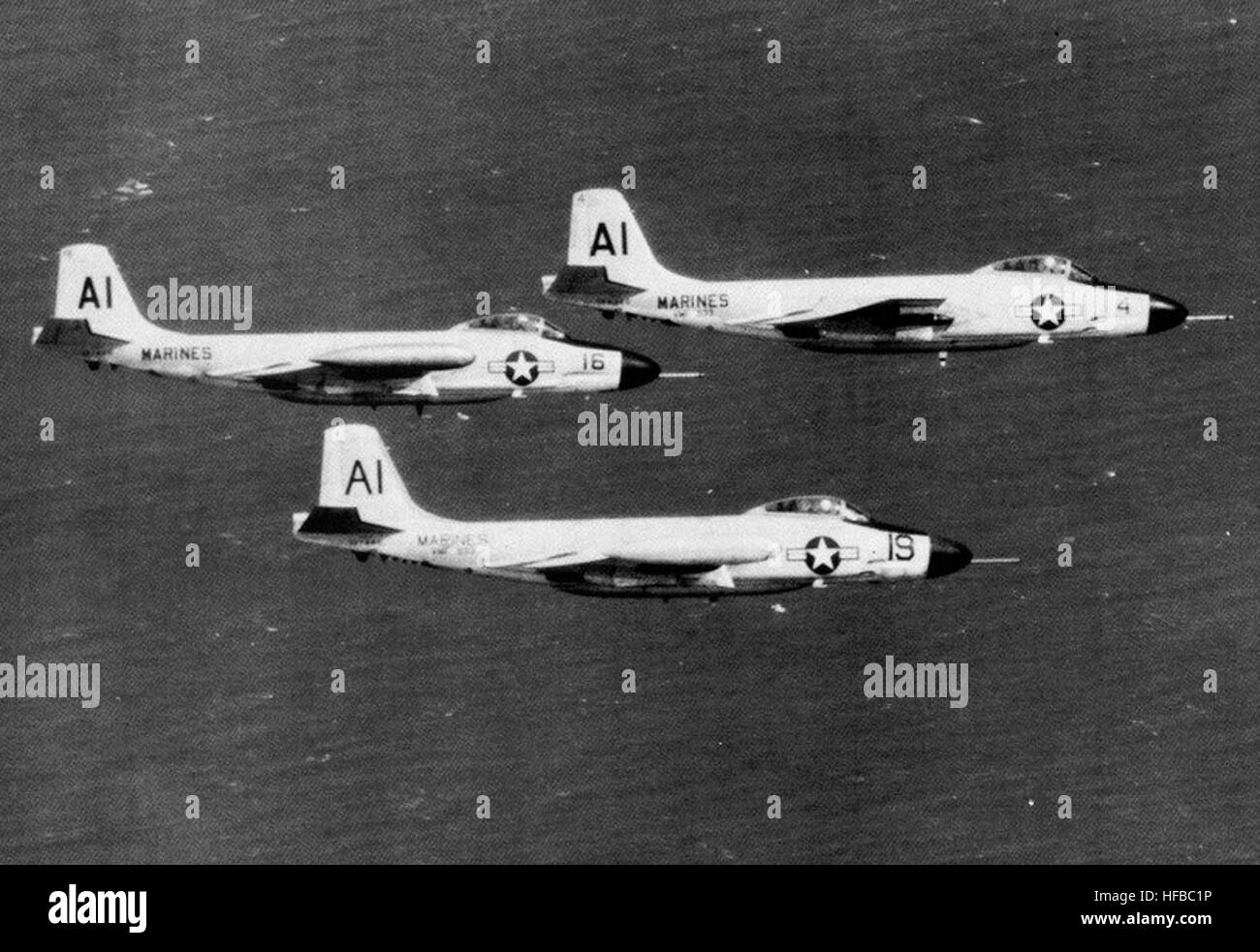 F2H-4 Banshees of VMF-533 in flight 1957 Stock Photo - Alamy