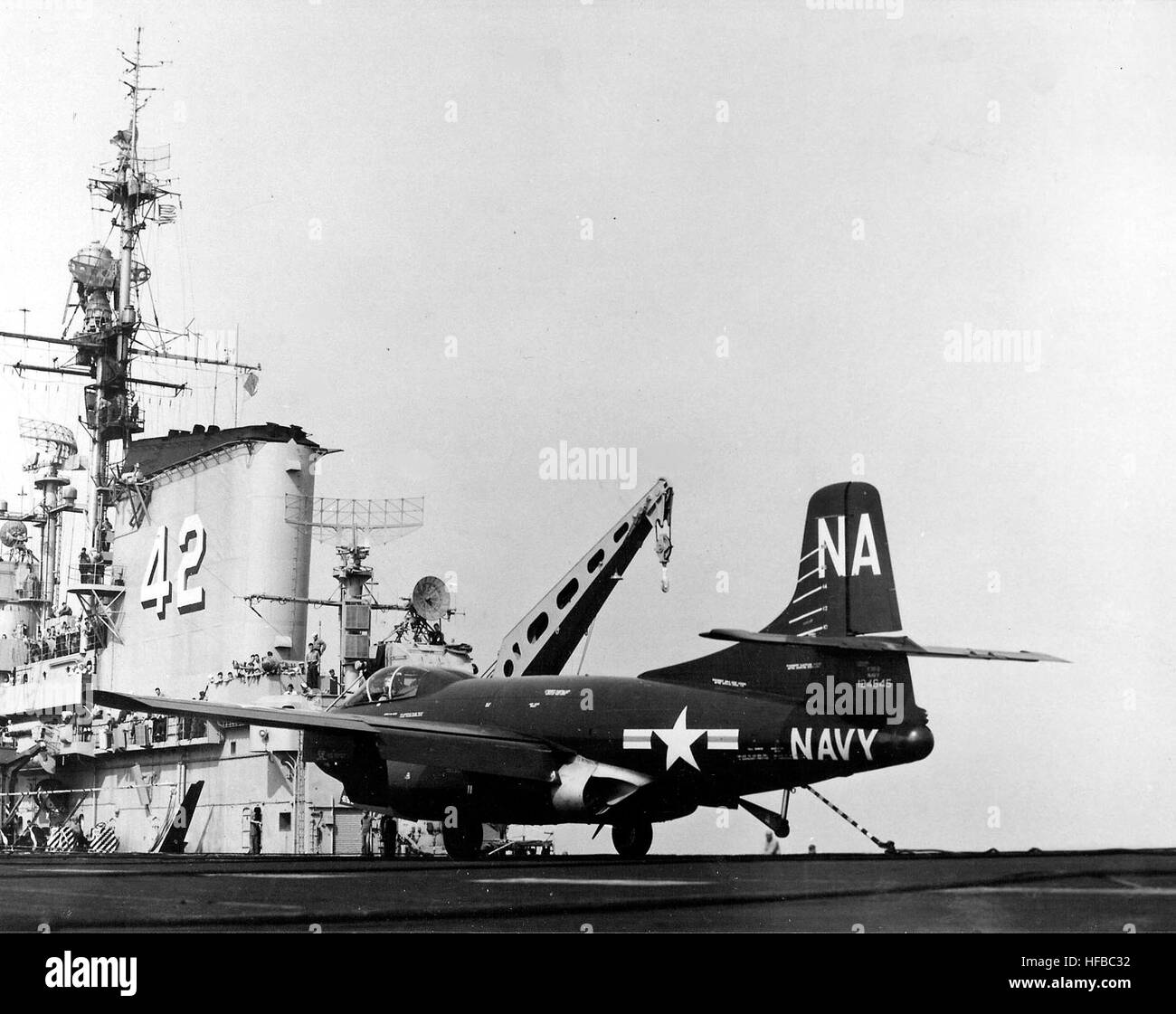F3D-2 Skyknight of VC-4 on USS FD Roosevelt (CVB-42) 1952 Stock Photo ...
