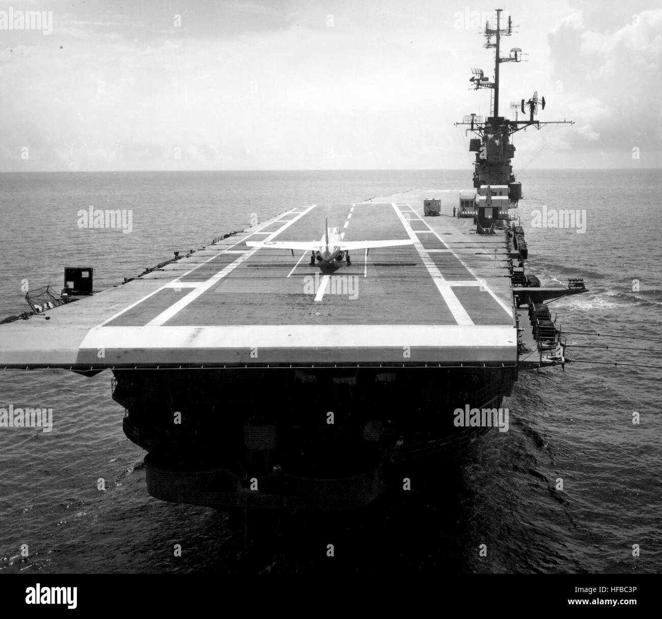 F3D landing on USS Antietam (CVS-36) with Bell automatic system 1957 ...