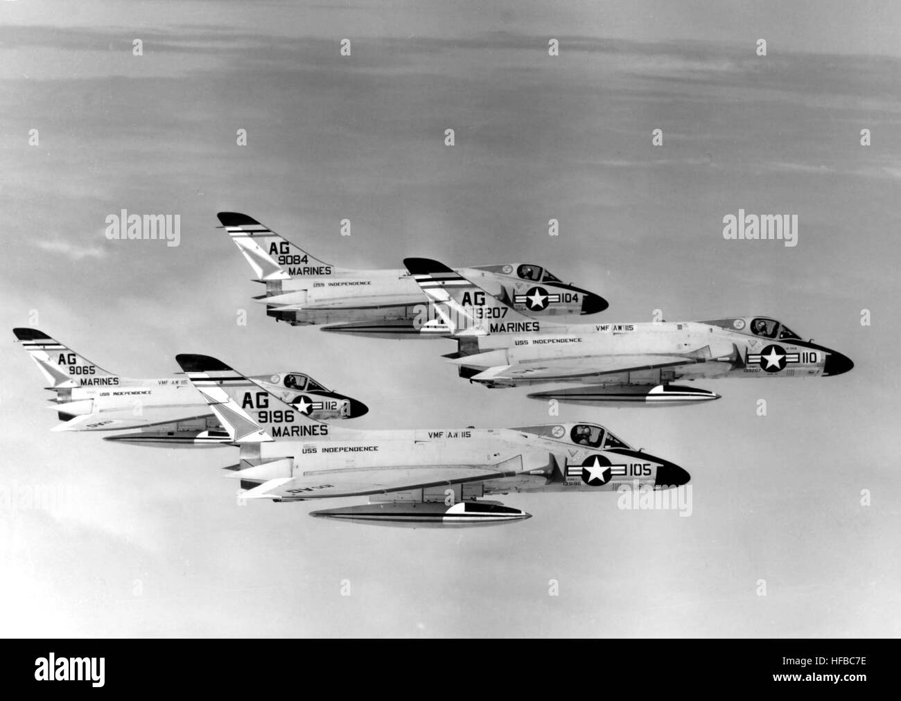 F4D-1 Skyrays of VMF(AW)-115 over the Med in 1962 Stock Photo - Alamy