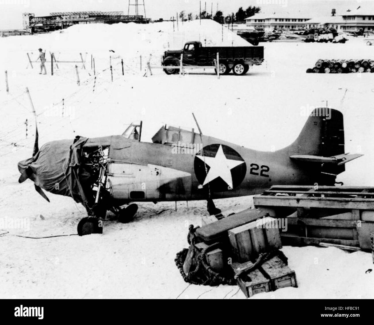 F4F-3 wrecked at Midway June 1942 Stock Photo - Alamy