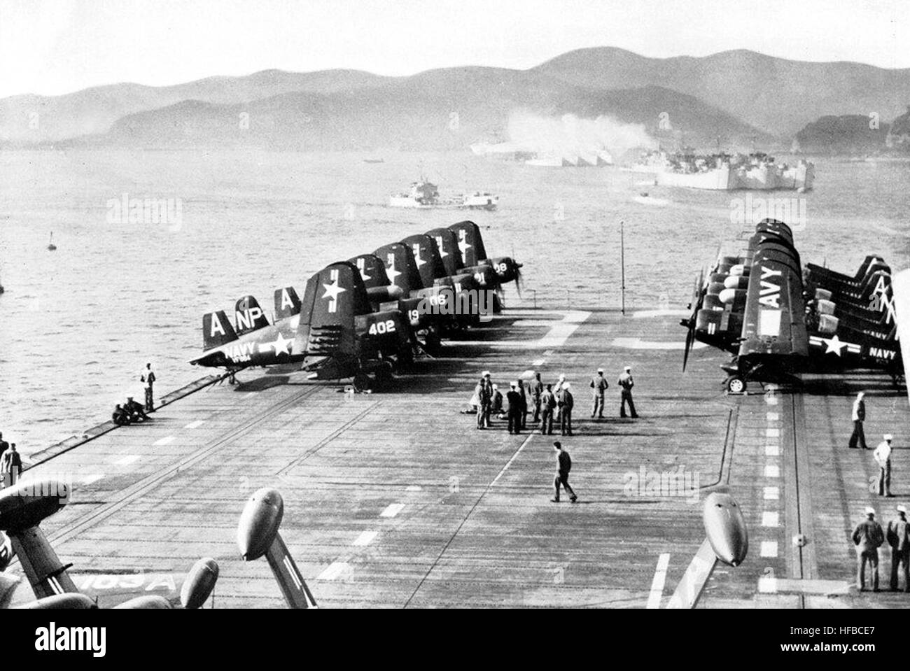 F4Us on USS Kearsarge (CV-33) at Yokosuka 1952 Stock Photo - Alamy