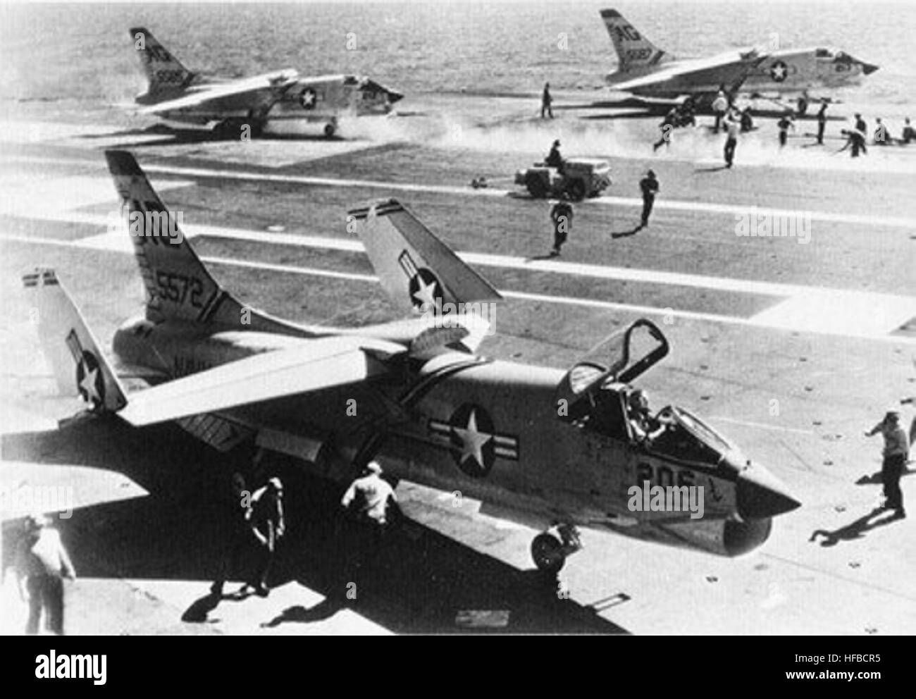 F8U-2 Crusaders of VF-84 on USS Independence (CVA-62) c1960 Stock Photo ...