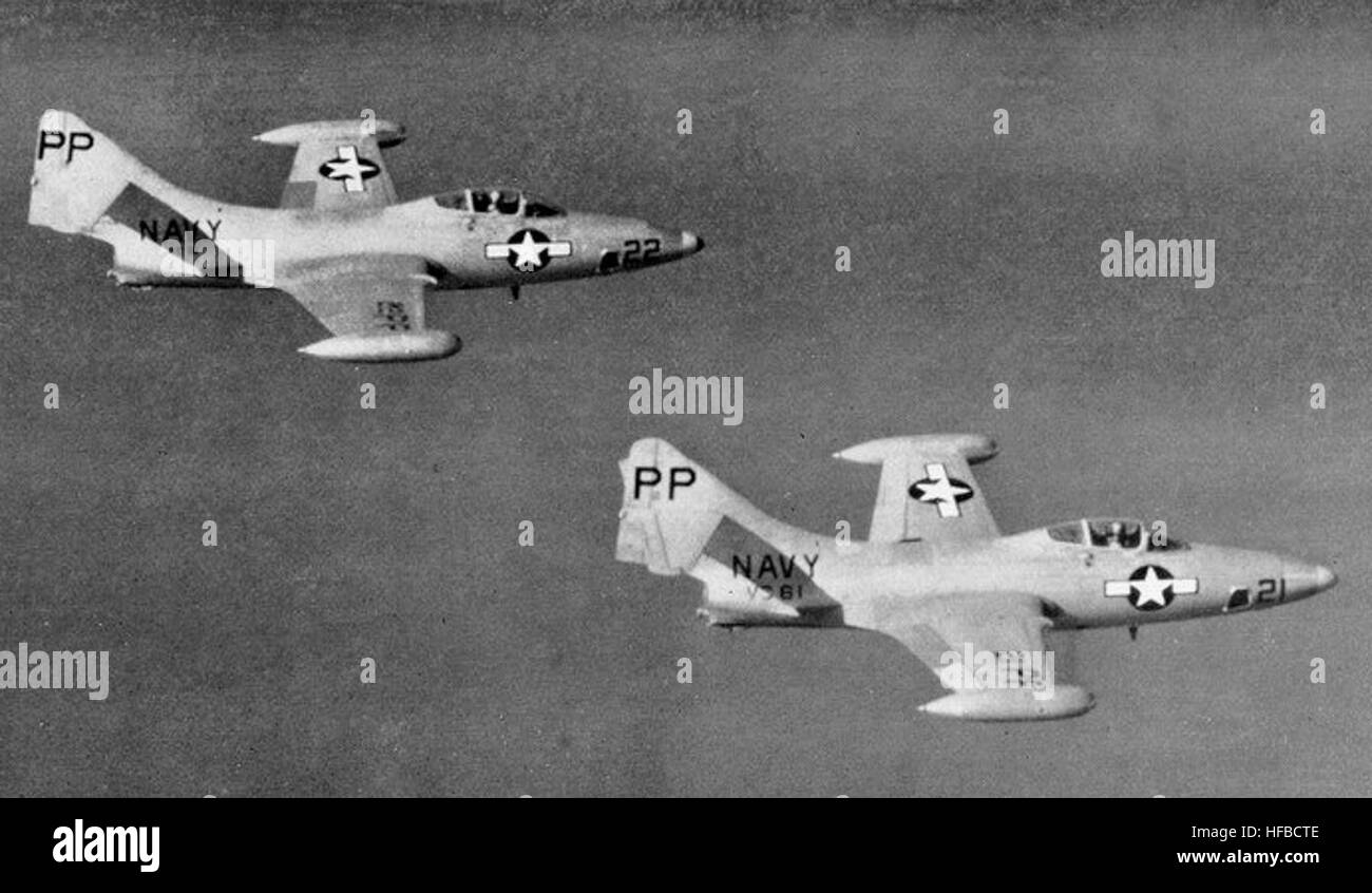 F9F-5P Panthers of VC-61 Det.I in flight 1955 Stock Photo - Alamy