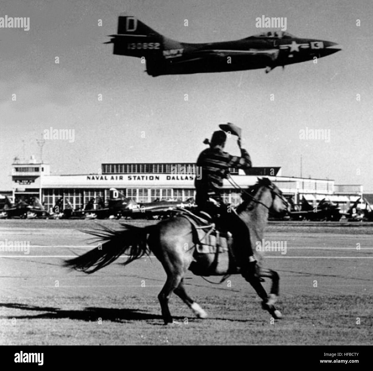 An F9F-7 Cougar jet takes off from Naval Air Station Dallas ...