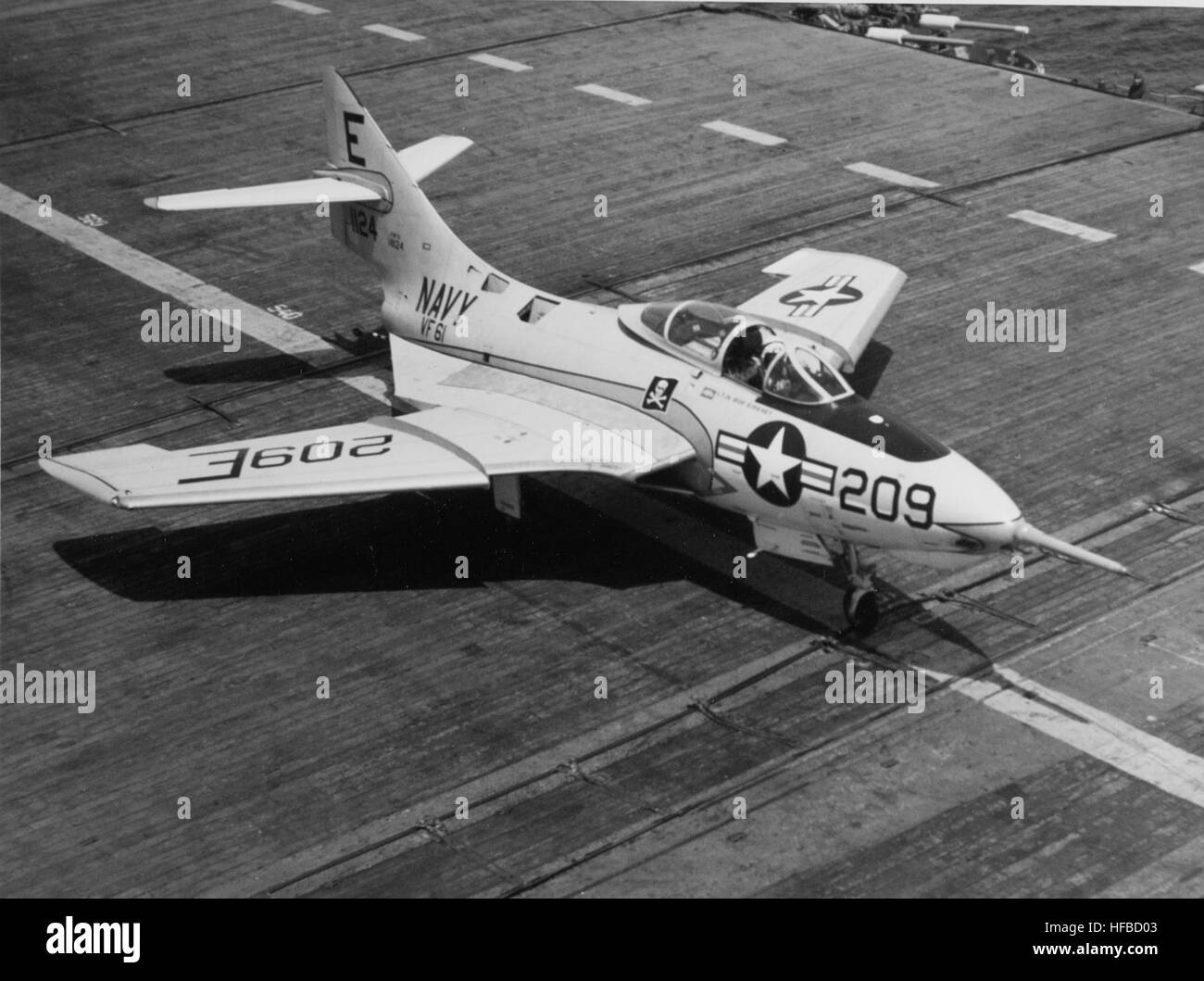 F9F-8 Cougar of VF-61 aboard USS Intrepid (CVA-11) on 25 April 1956 ...