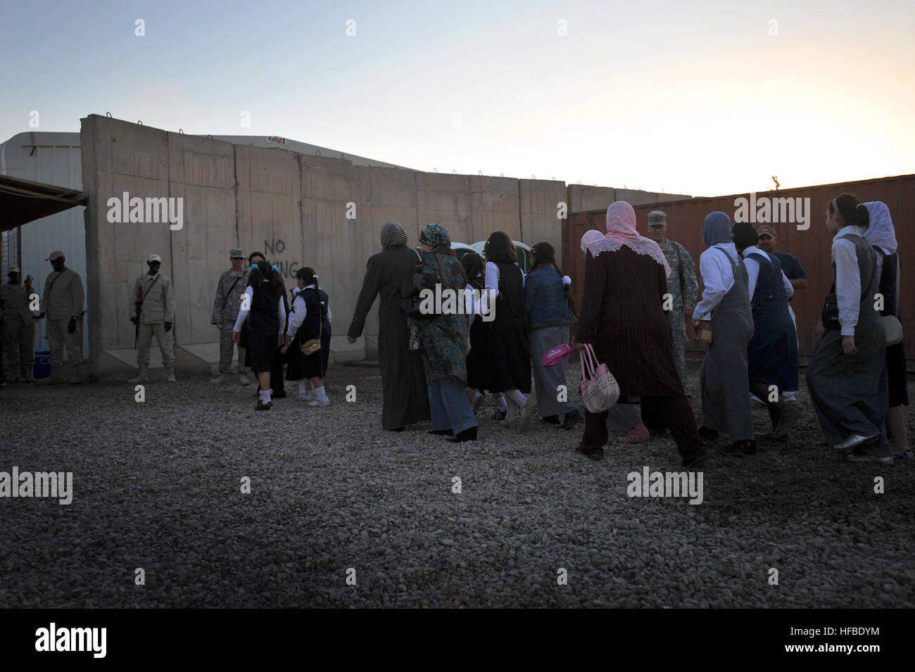 Iraqi children visit the chow hall at Forward Operating Base Falcon ...