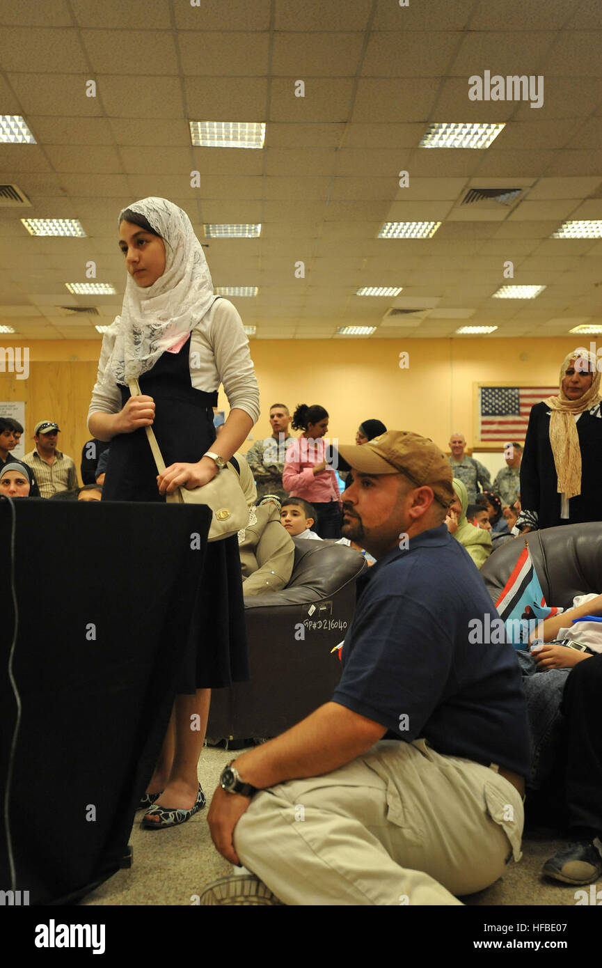 An Iraqi girl speaks via internet conference to American students ...