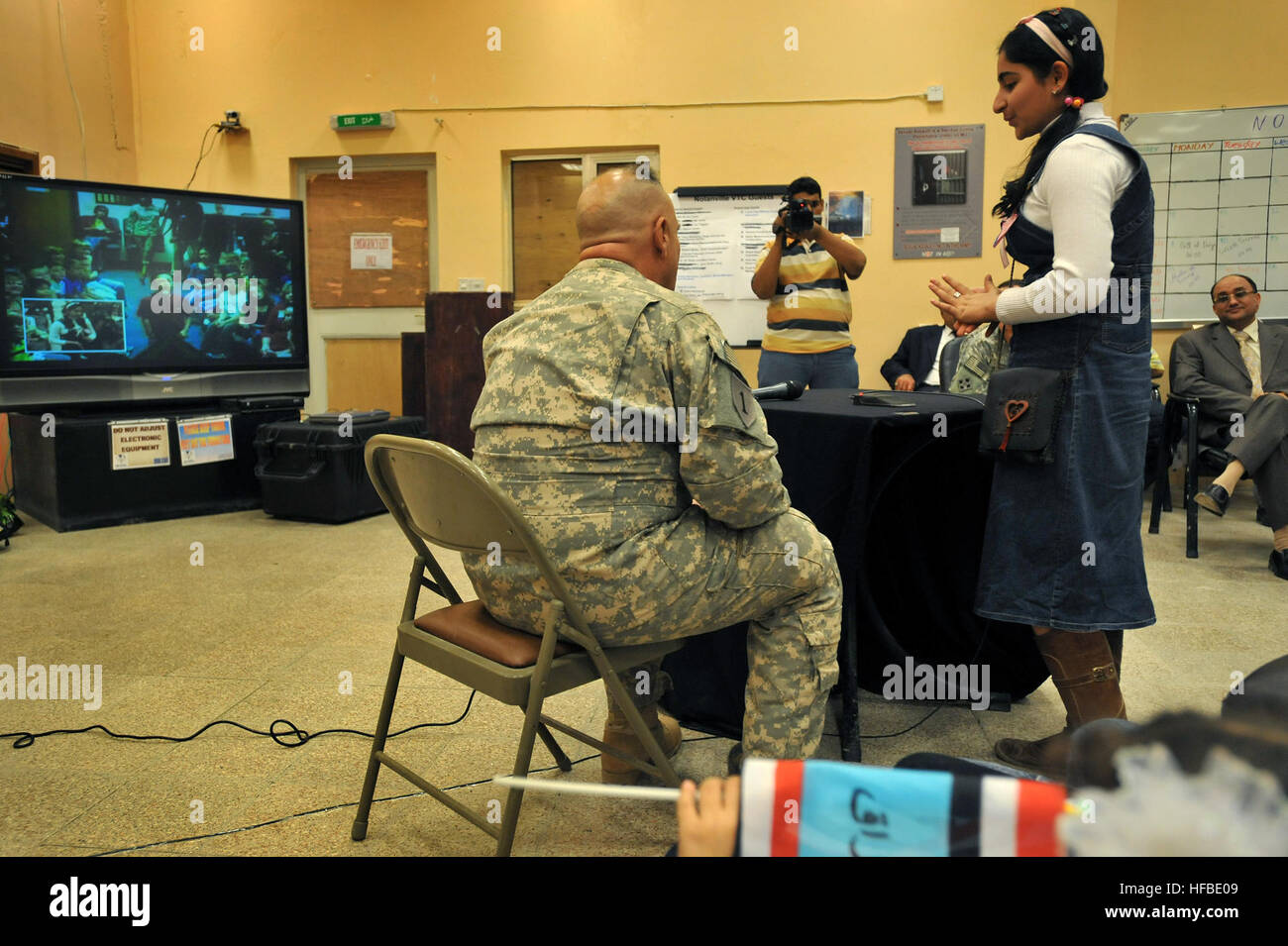 An Iraqi girl speaks via internet conference to American students ...