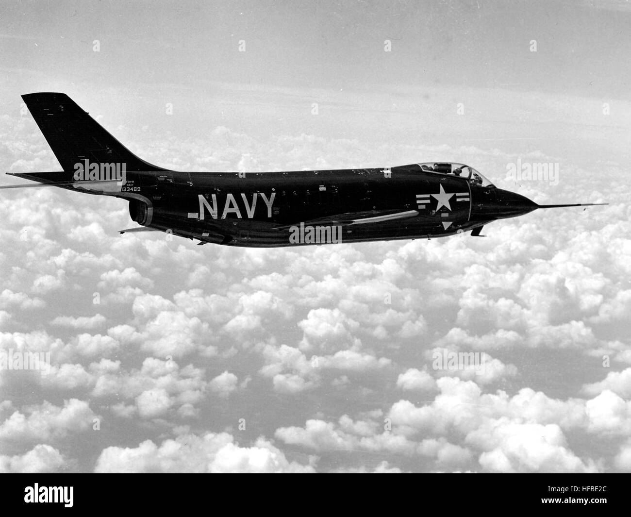 The first McDonnell F3H-1N Demon prototype is shown in flight in 1954 ...