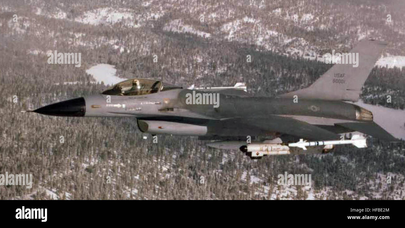The first production F-16A-10 Fighting Falcon conducts a test flight ...