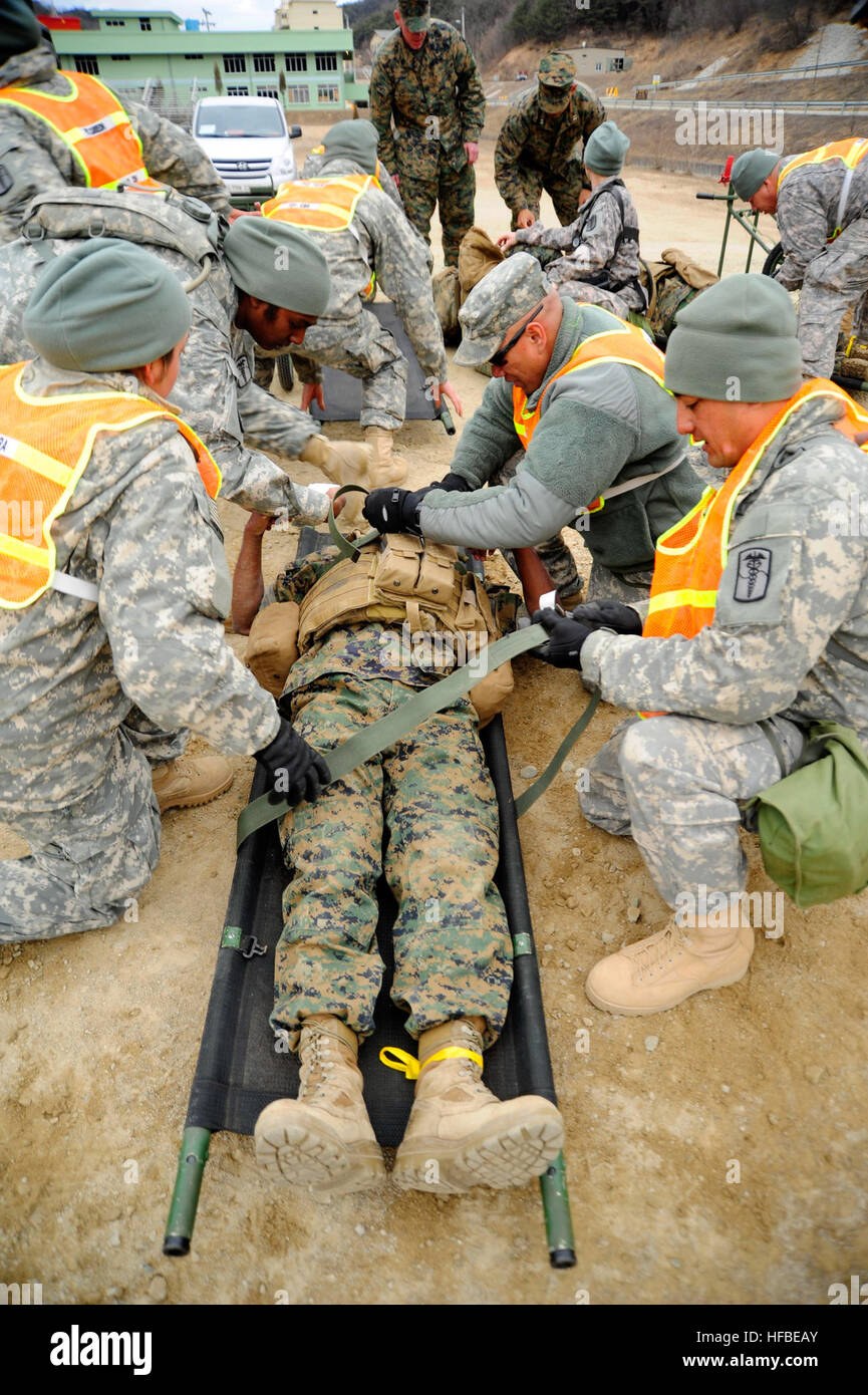 Army personnel assigned to Bravo Company, 121st Combat Support Hospital ...