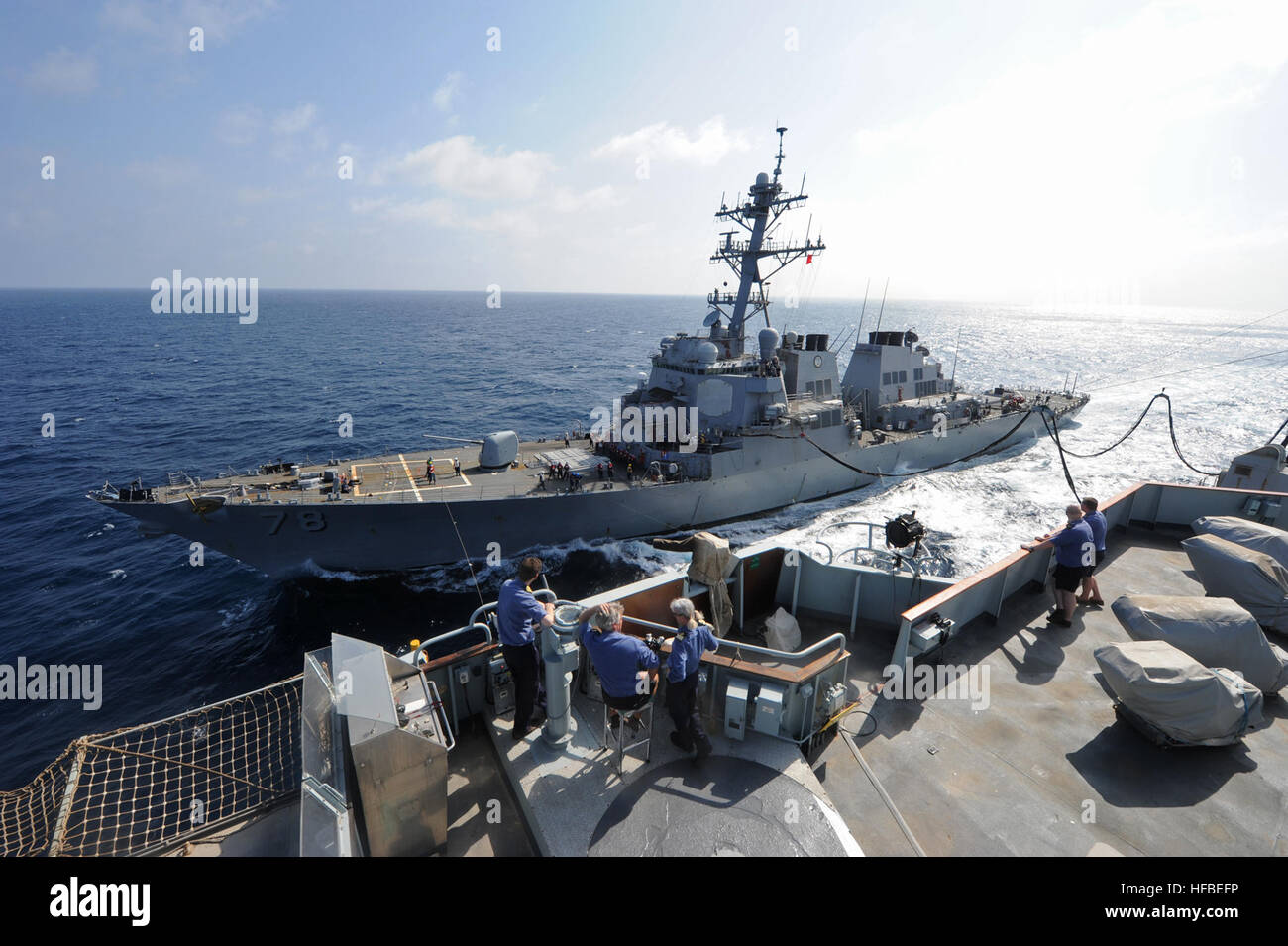 ARABIAN SEA (April 18, 2012) Royal Navy Able Seaman Ricky Gleeson and ...