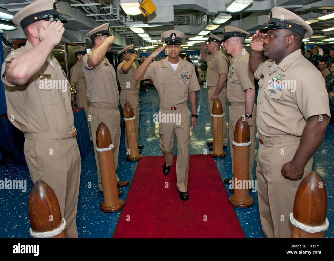 ARABIAN SEA (Sept. 14, 2012) Chief Fire Controlman Marlon Glass salutes ...