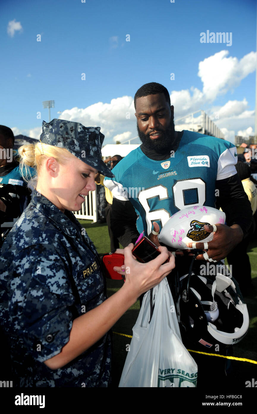 JACKSONVILLE, Fla. (Nov. 6, 2012) Guy Whimper, Offensive Tackle for the ...
