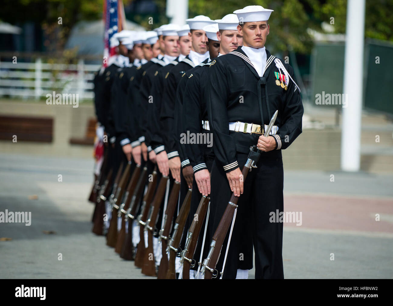 The U.S. Navy Ceremonial Guard performs during a Navy Band concert at ...