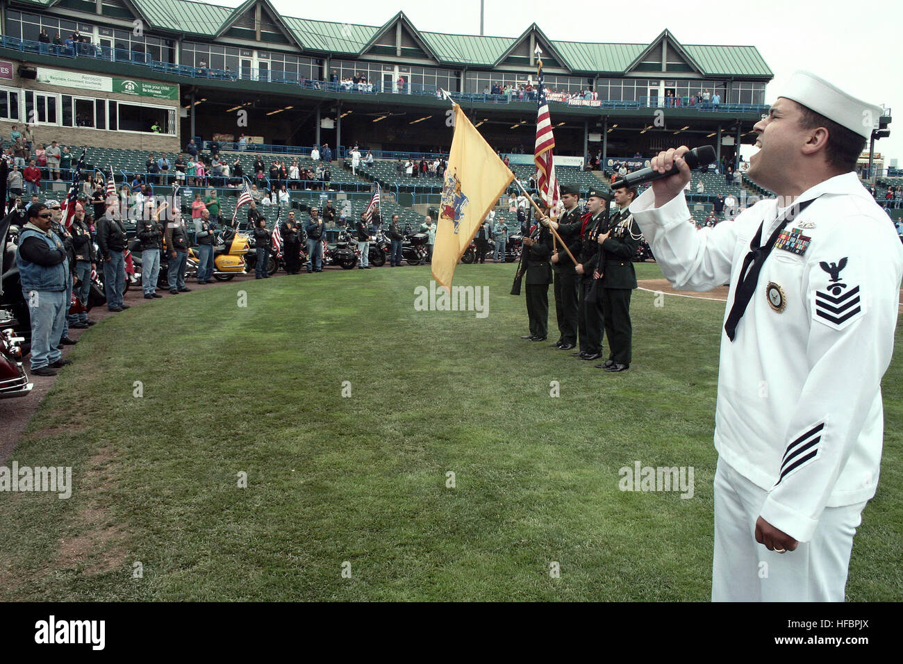 The national anthem is performed at Armed Forces Appreciation Day ...