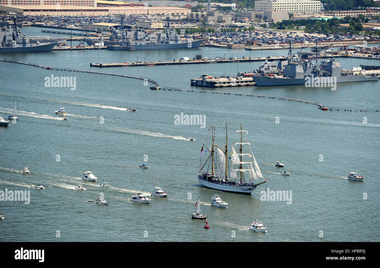 Ships participating in Operation Sail 2012 Virginia sail past Naval ...