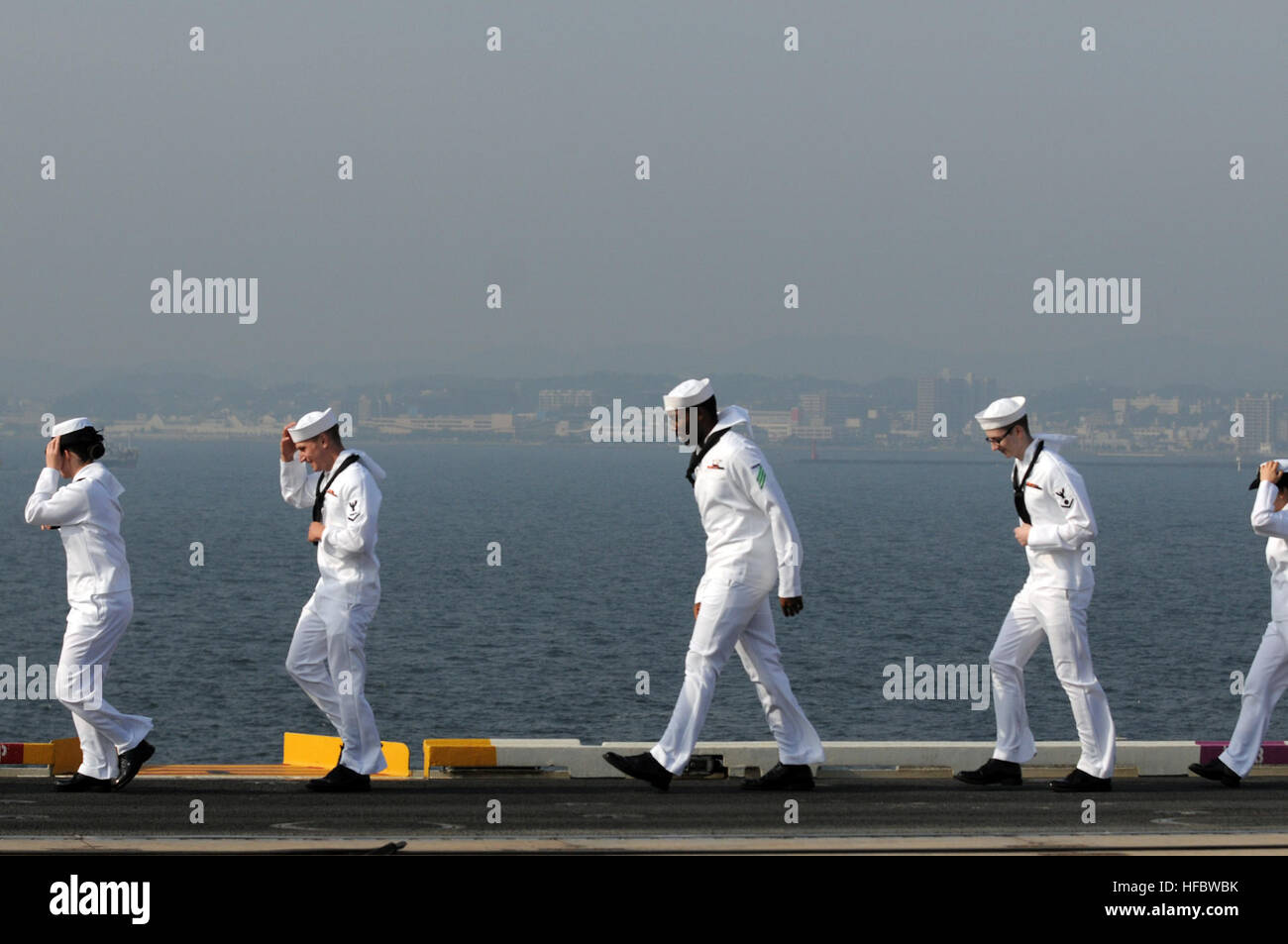 YOKOSUKA, Japan (May 26, 2012) Sailors man the rails of the Nimitz ...