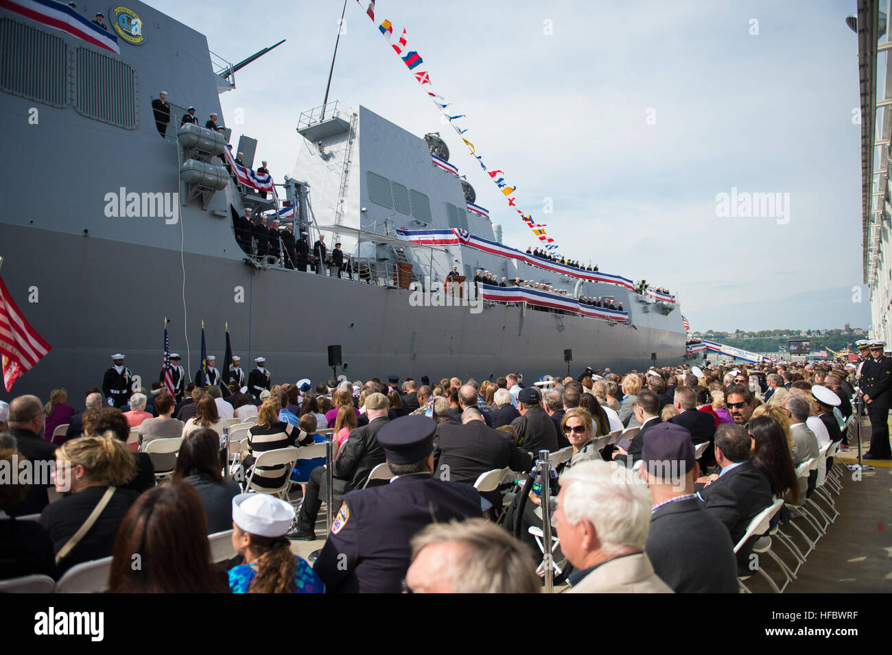 NEW YORK (Oct. 6, 2012) The ship's officers and crew man the rails at ...