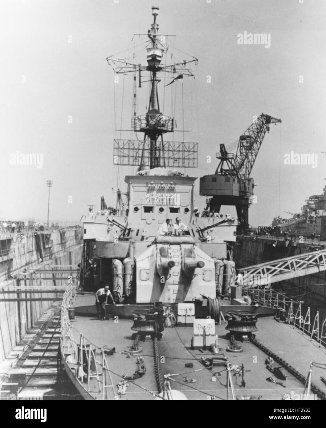 Forecastle of former German destroyer Z39 in drydock at the Boston Navy ...