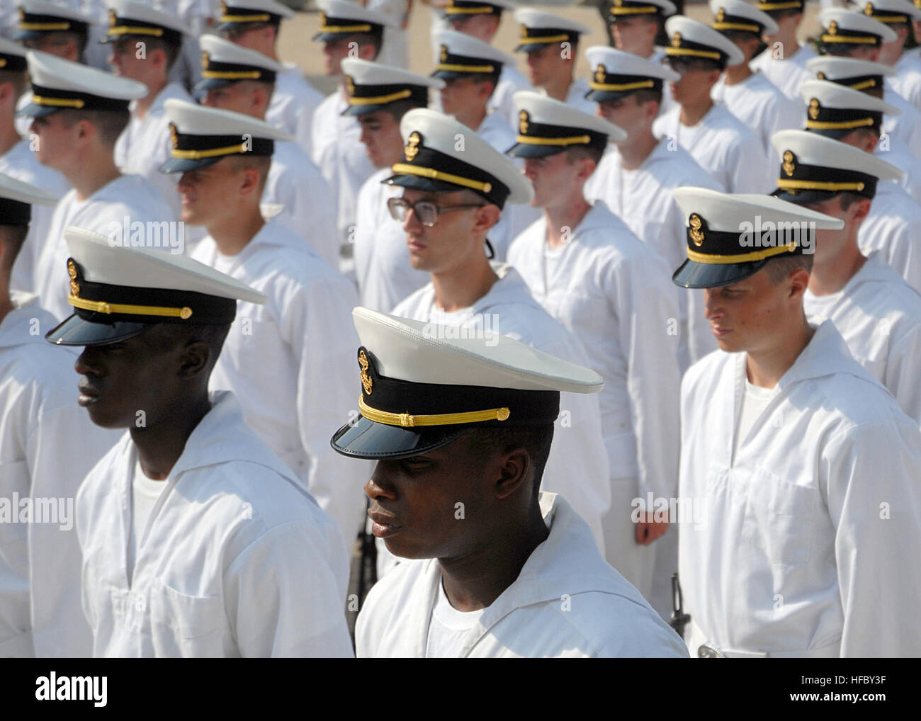 U.S. Naval Academy midshipmen participate in a formal parade on the ...