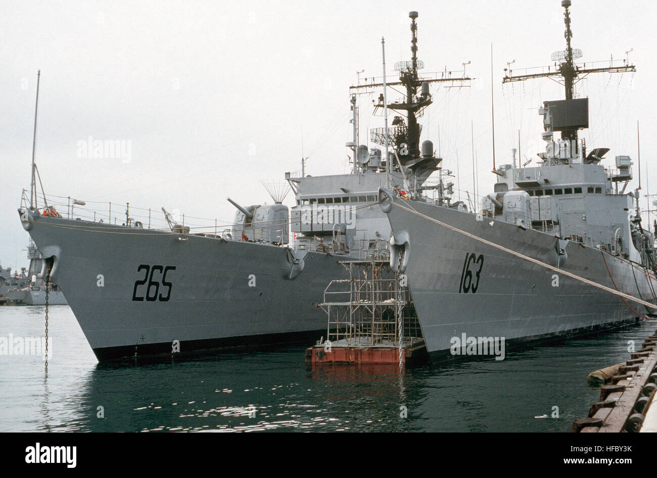 A port bow view of the former Guided Missile Frigate USS BROOKE (FFG 1 ...
