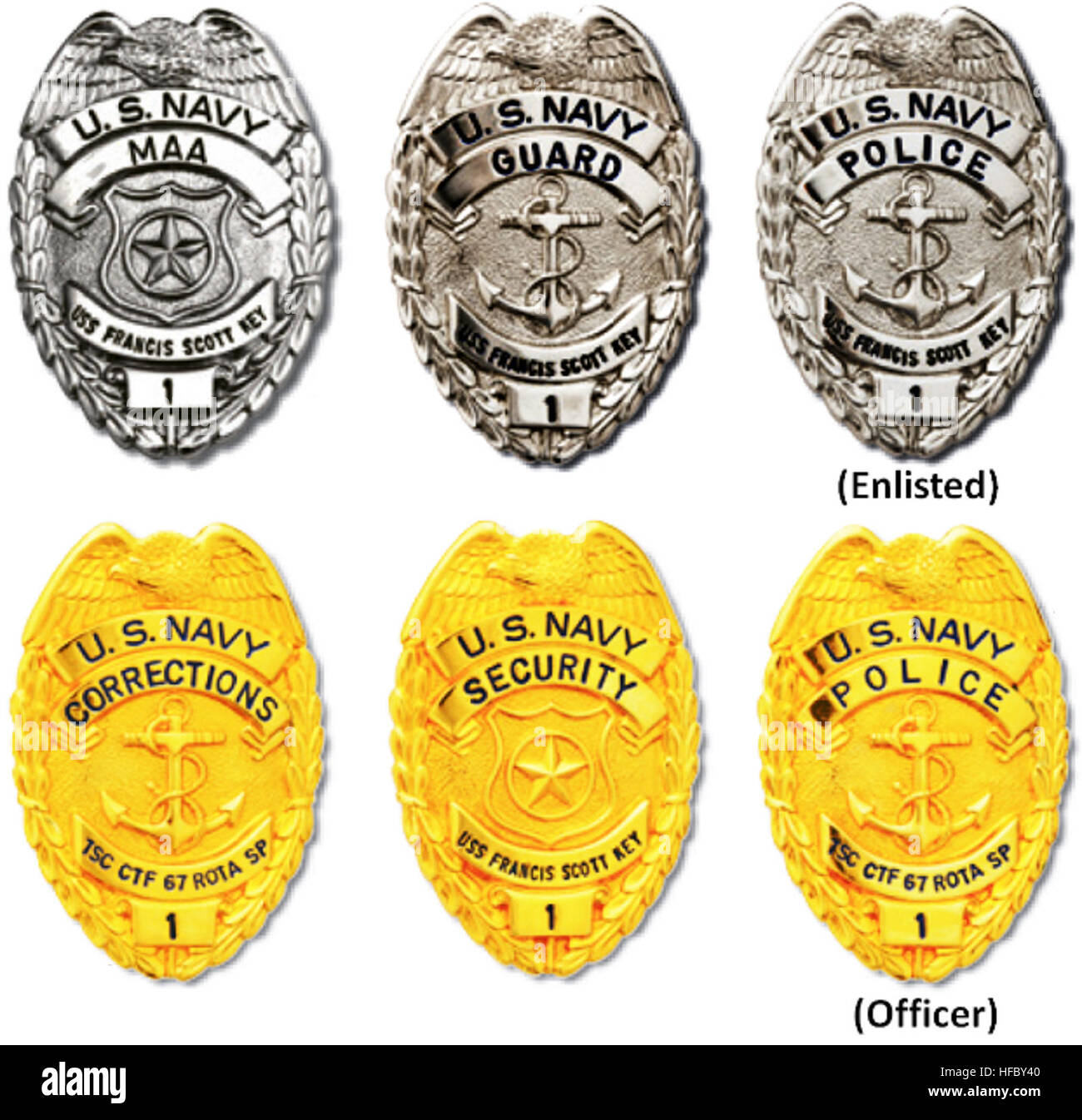 Former Navy Law Enforcement Badges Stock Photo - Alamy