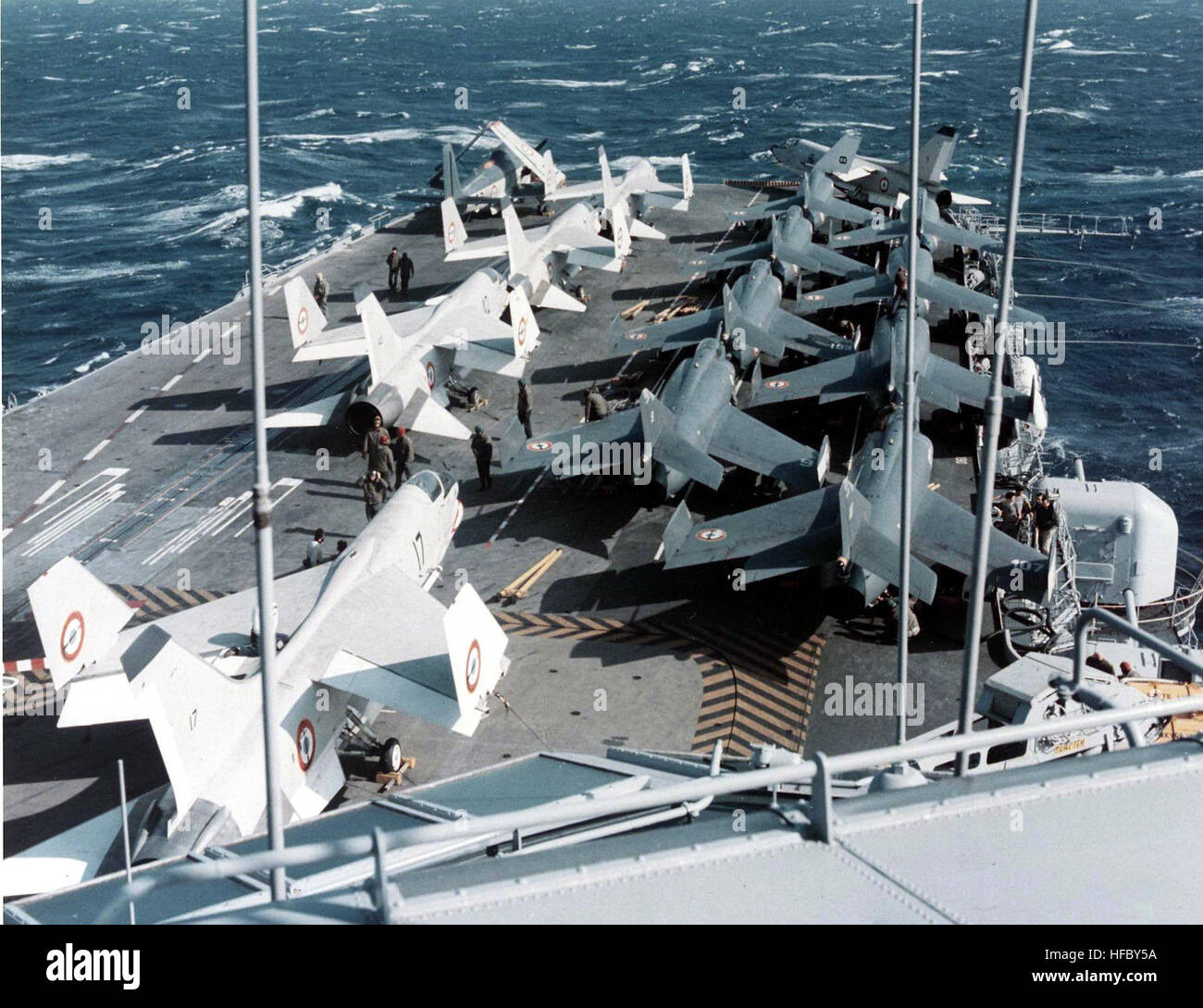 Forward flight deck of French carrier c1970s Stock Photo - Alamy