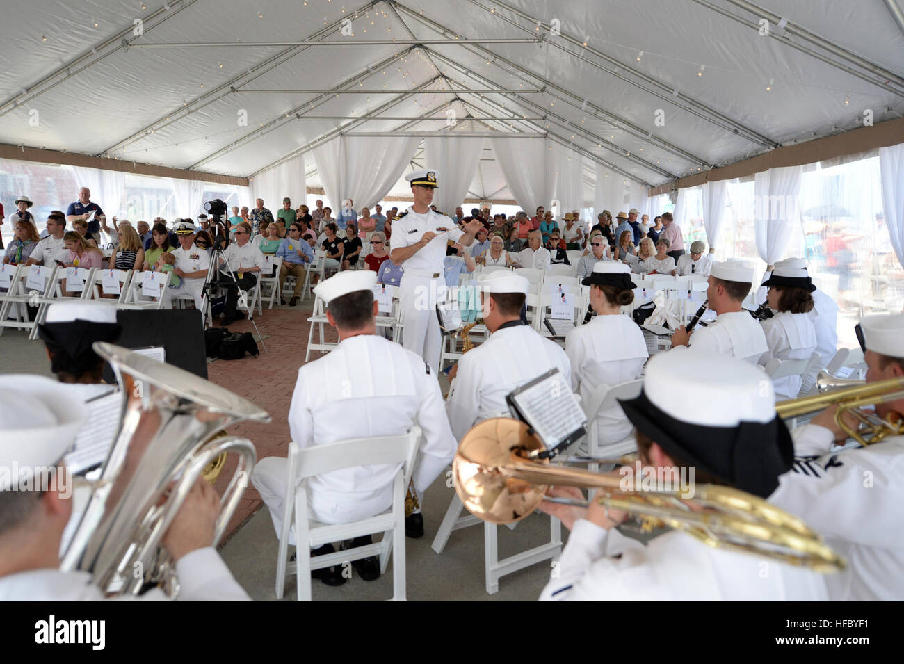 Conducts the band during performance at fort adams state park hi-res ...