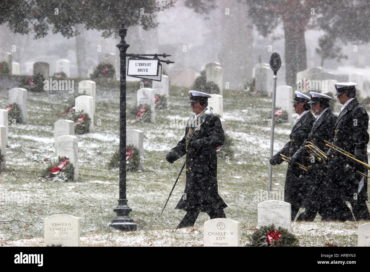 Arlington national cemetery snow weather channel ceremonial band hi-res ...