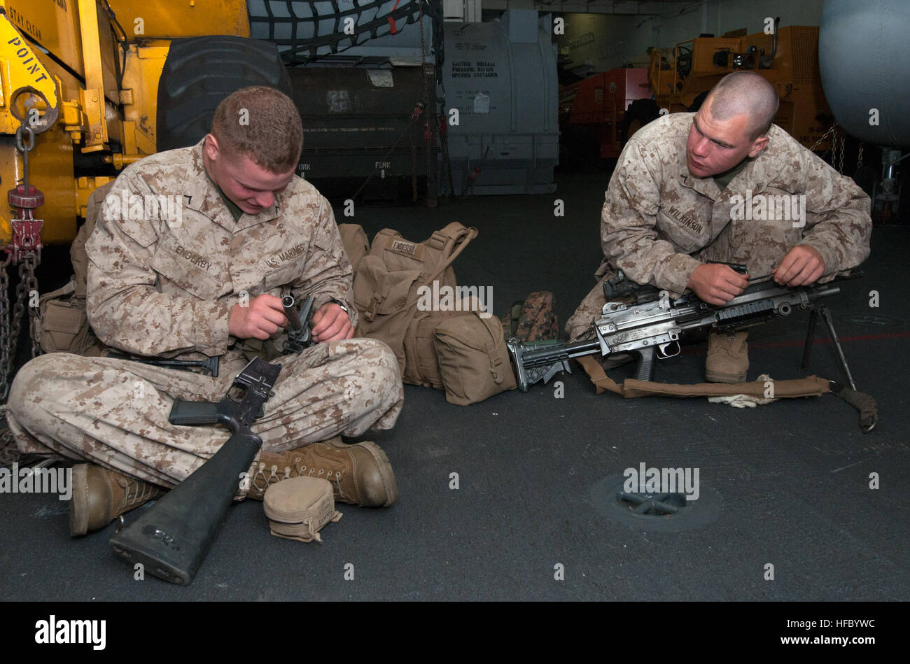 Pfc. Alex Enderby (left) from Greenbay, Wis., and Pfc. Caleb Wilkinson ...