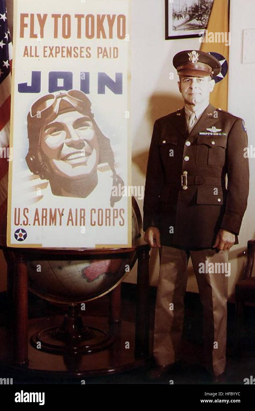 General James Harold Doolittle with poster Stock Photo - Alamy