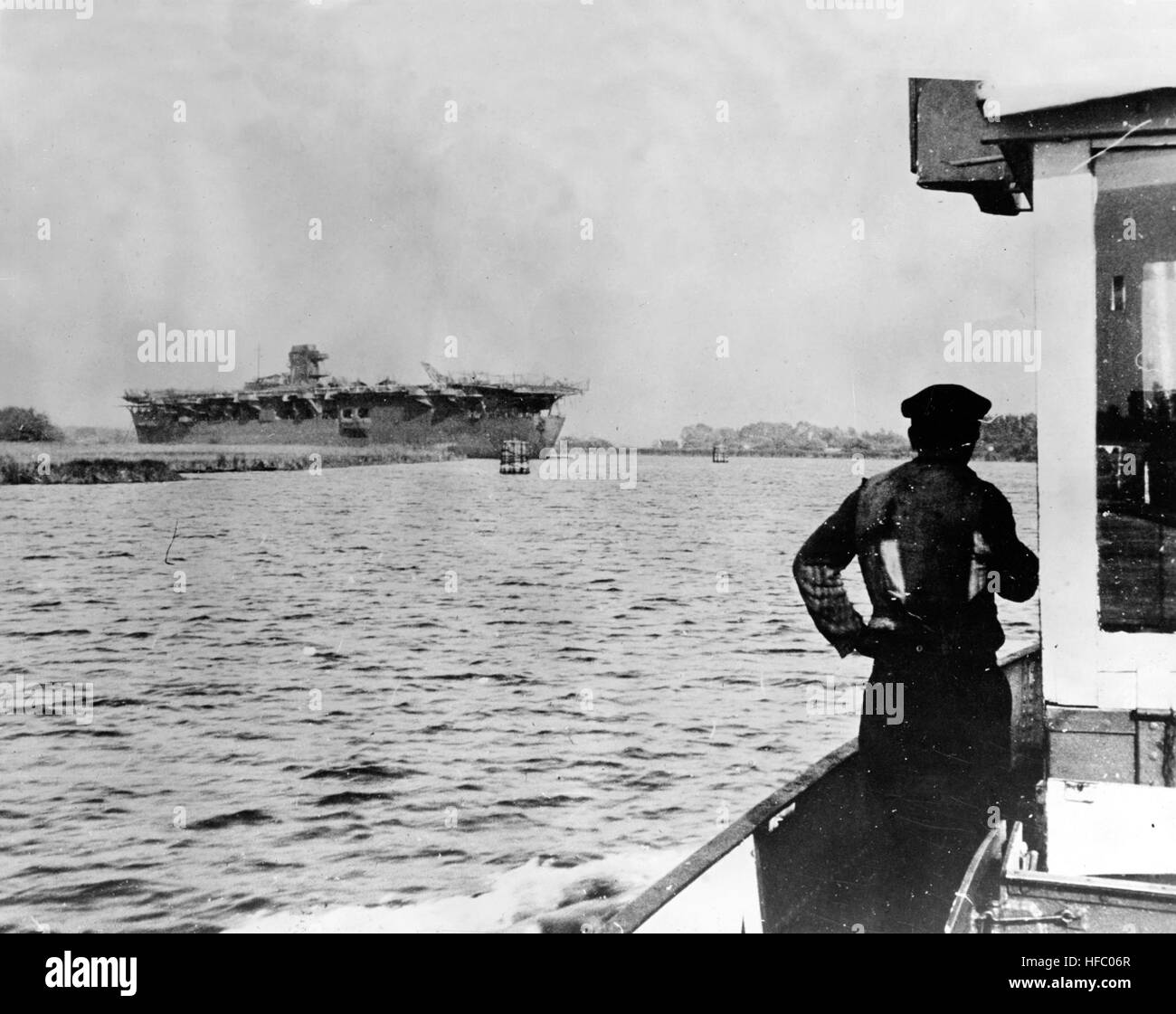 German aircraft carrier Graf Zeppelin during September 1945 at Stettin ...