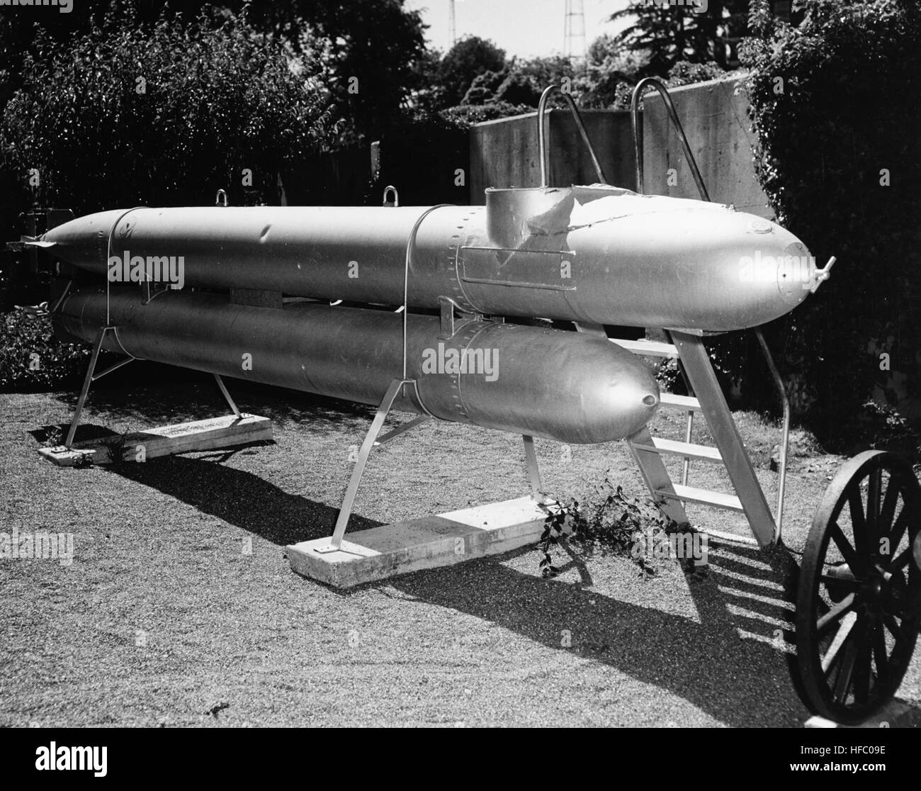 German Neger type human torpedo at the Mare Island Naval Shipyard in ...