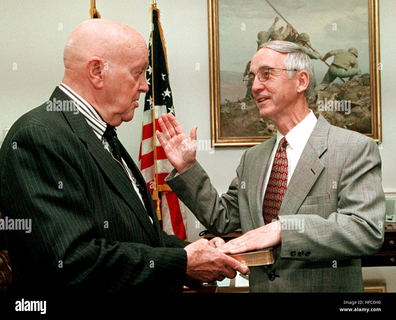 The 72nd Secretary of the Navy is administered the oath of office at ...