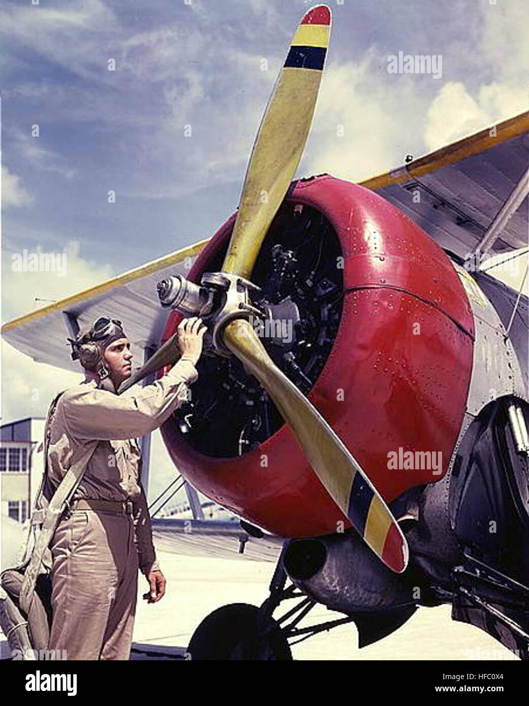 Grumman F3F-2 biplane fighter aircraft, used by the U.S. Navy in the ...